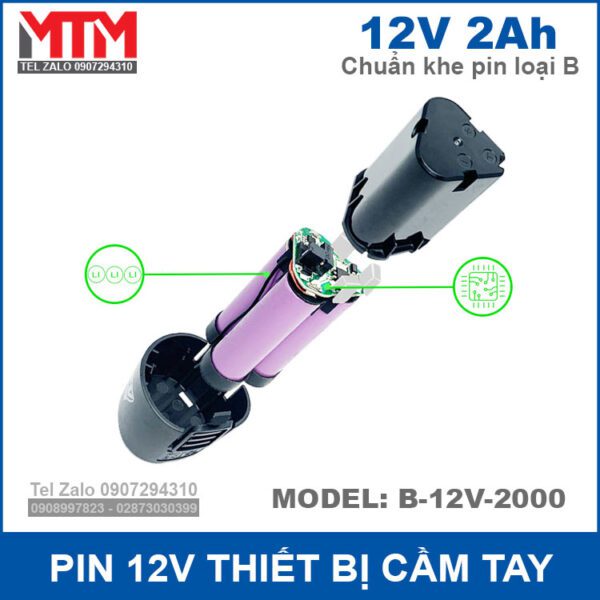 Pin 12V 2000mah 3 cell thiết bị cầm tay – chuẩn khe pin loại B
