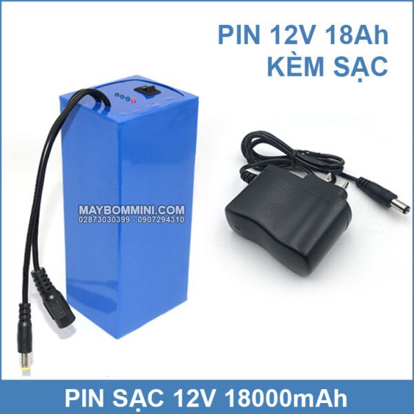 Pin sạc 12V 18000mAh kèm sạc pin