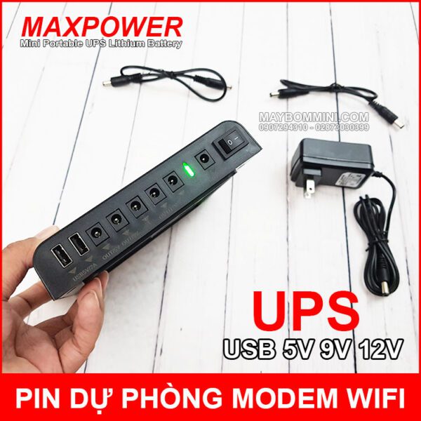 Nguồn điện UPS dự phòng modem wifi camera USB 5V 9V 12V 24000mAh MAXPOWER