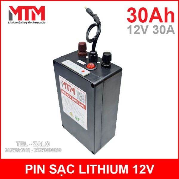 Box pin sạc lithium 12V 30000mAh 30A MTM kèm sạc