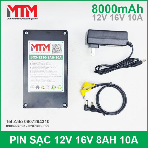 Box pin sạc lithium 12V 16V 8000mAh 10A MTM