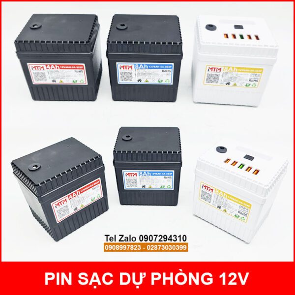 Pin sạc dự phòng 12V 8000mAh có cổng USB đèn Led kèm sạc