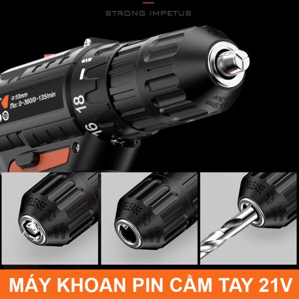 Bộ máy khoan bắn vít cầm tay pin 21V kèm pin 6000mah 15 cell