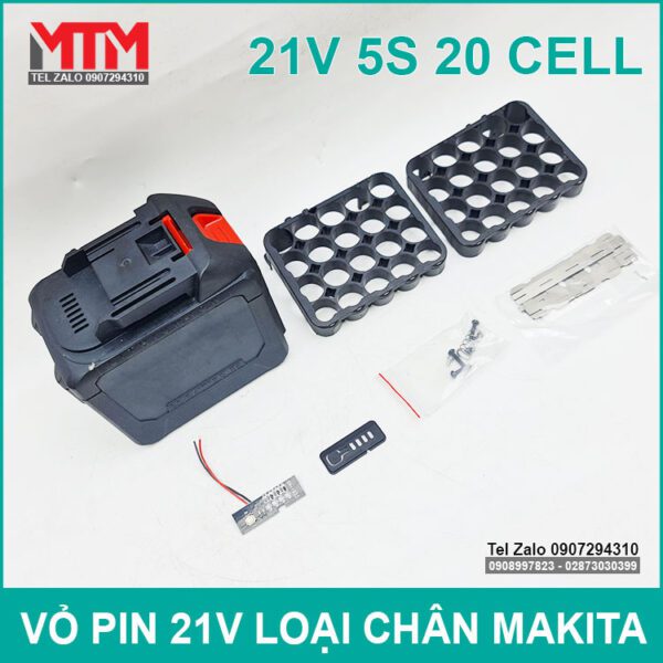 Vỏ pin Makita 18V 21V 20 cell kèm báo pin mạch sạc bảo vệ 80A