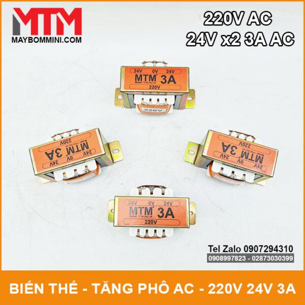 Biến thế 220V ra 24V AC 3A đôi MTM