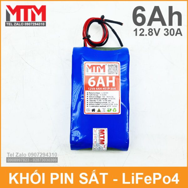 Khối pin sắt 12.8V 12Ah 4S LiFePo4 chịu tải tối đa 30A