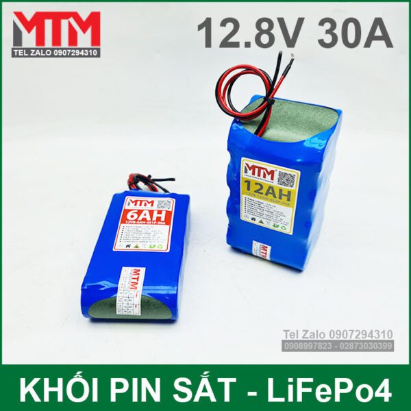 Khối pin sắt 12.8V 6Ah 4S LiFePo4 chịu tải tối đa 30A