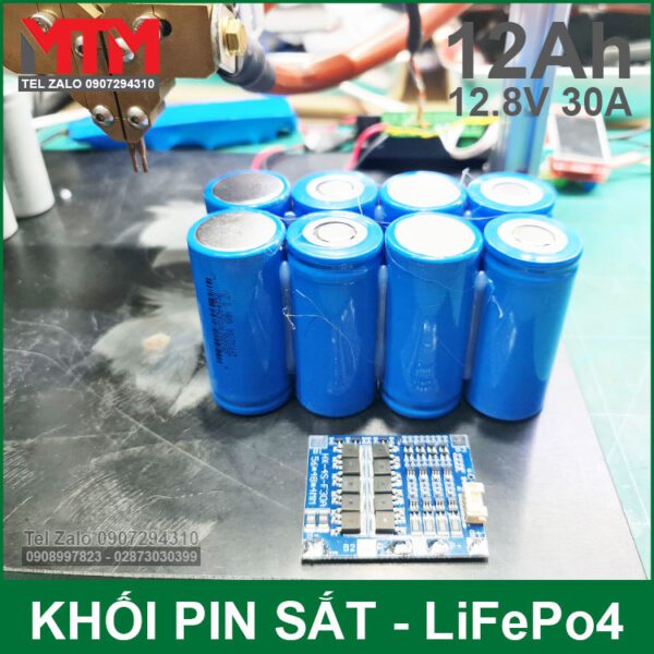 Khối pin sắt 12.8V 6Ah 4S LiFePo4 chịu tải tối đa 30A