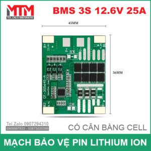 Mạch bảo vệ pin lithium ion 3S 12V 25A BMS có cân bằng
