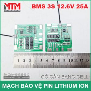 Mạch bảo vệ pin lithium ion 3S 12V 25A BMS có cân bằng