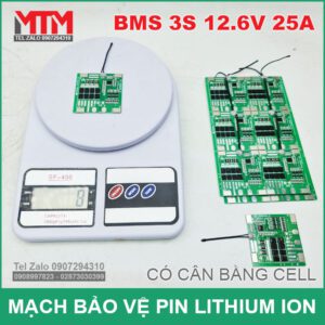 Mạch bảo vệ pin lithium ion 3S 12V 25A BMS có cân bằng