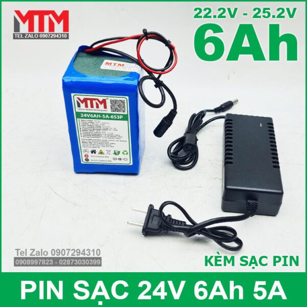 Khối pin 24V 2.6Ah 6S 65A MTM